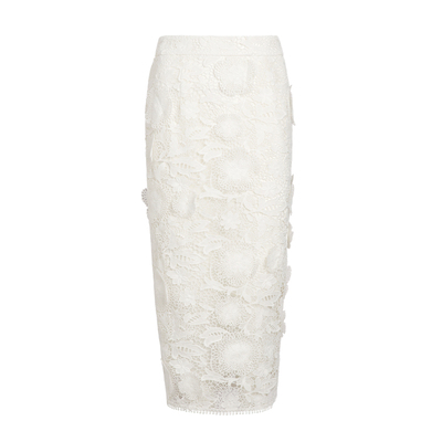 白玫瑰后构想浮雕蕾丝包臀裙半裙