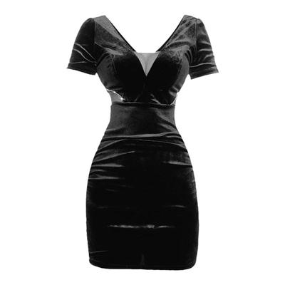 性感包臀丝绒纯色短裙镶钻