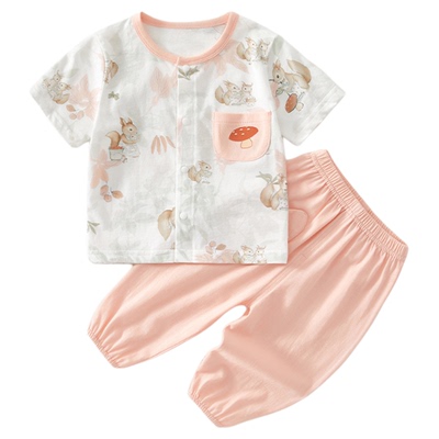 小聪熊婴儿衣服夏季薄款短袖套装