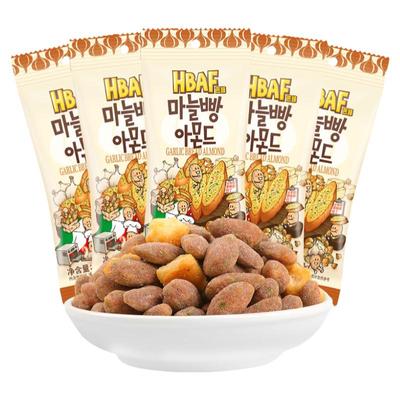 韩国进口hbaf芭蜂巴旦木调味扁桃仁坚果面包丁咸味休闲小零食5袋