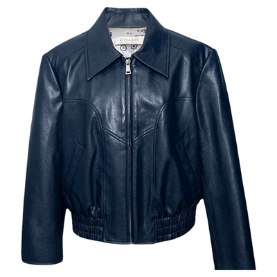 D-HARRY/迪哈利藏青色水洗皮外套