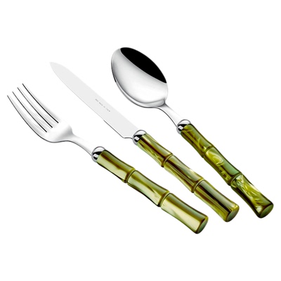 竹节刀叉勺三件套不锈钢餐具套装