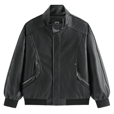 【商场同款】太平鸟男装 2025年冬季新款pu皮立领夹克B2BCF4119