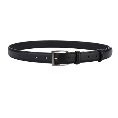 简束通勤百搭质感银扣牛皮皮带女