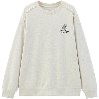 【商场同款】乐町花边拼接圆领卫衣24冬季新款绣花上衣C1CRE4202