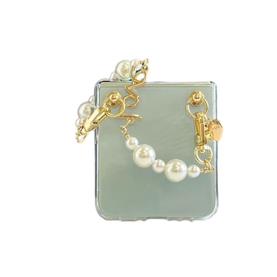 三星ZFlip7透明文字拼接珍珠链条