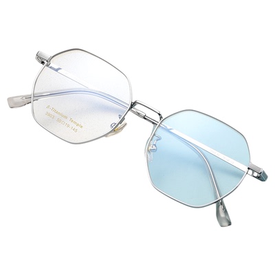 超轻纯钛多边形复古眼镜架9.5g时尚男女可配度数近视眼镜框T3903