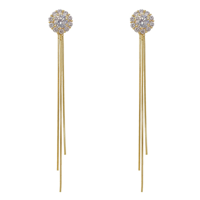 轻奢高级感锆石小圆耳钉前后两戴设计师款时尚气质百搭长流苏耳环