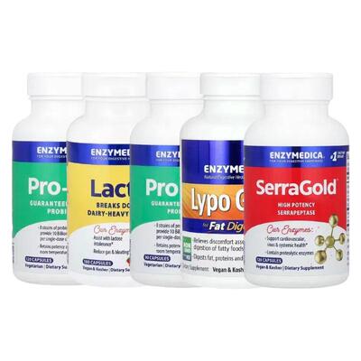 Enzymedica舍雷肽酶SerraGold脂肪Lypo消化Gold乳糖酶Lacto益生菌