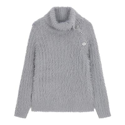 SLY 冬季新品慵懒感软糯毛绒针高领纯色针织衫030HAY70-4641