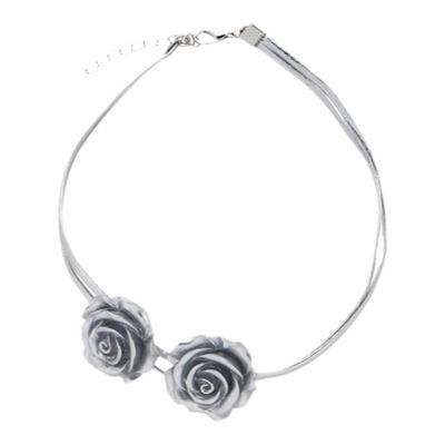 kansai银色玫瑰花项链