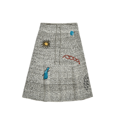 IIIVIVINIKO2026春新款趣味A字手工刺绣针织半裙女M617003632A