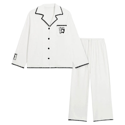 tbh野兽派家居熊猫嘭嘭针织奶油绒家居服套装冬季可外穿情侣睡衣