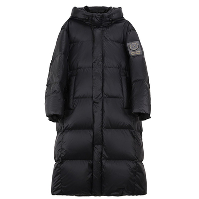 雅鹿黑金鸭绒加厚过膝女羽绒服