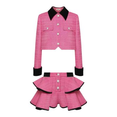小女人最爱粗花呢小香风两件套