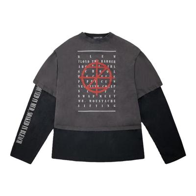 Grailz假两件叠穿拼接套头长袖