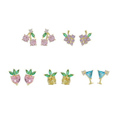 USITE派对酒杯水果小众轻奢耳钉