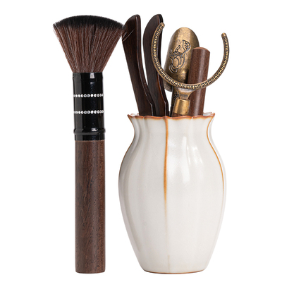 邱卫国汝窑六君子陶瓷茶道筒