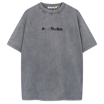 AC风格 Faded Logo 字母水洗灰色小众简约宽松男女休闲短袖T恤潮