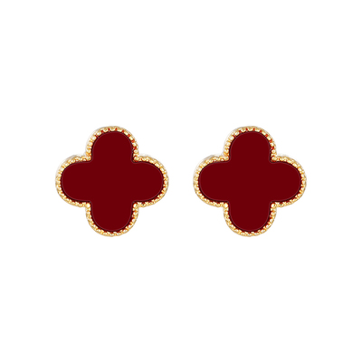 伊灿安可拉红色幸运草耳钉女