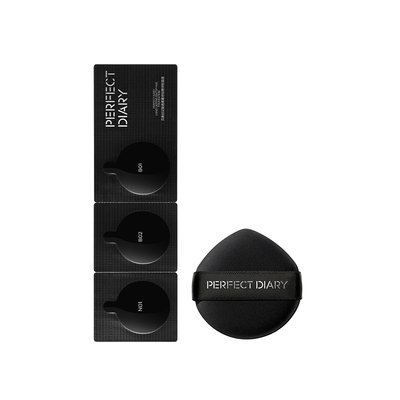 【U先试用】完美日记小蓝锁精华粉底液控油持妆小样试色卡+粉扑