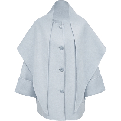 ONLY圆领双面呢披肩毛呢大衣