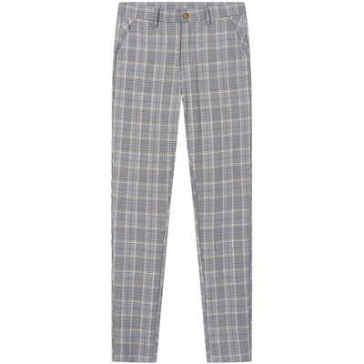 格子高端百搭潮牌英伦男士休闲裤