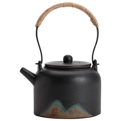 苏氏陶瓷 提梁功夫茶具泡茶壶复古粗陶山闻水画陶瓷茶壶350ML