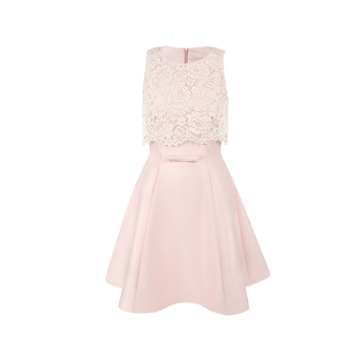 蕾丝拼接优雅气质千金连衣裙