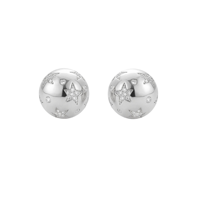 EVESENSE银色镶钻五角星球形耳环