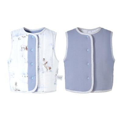 cutelife薄夹棉竹棉儿童家居背心秋冬宝宝马甲两面可穿温暖不着凉