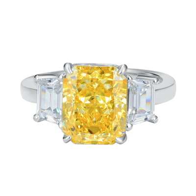 合成黄钻戒指长方超闪大气简约