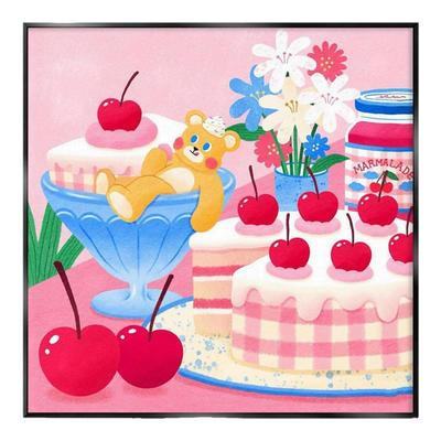 奶茶店可爱小清新装饰画奶油风蛋糕甜品店挂画烘焙面包店背景墙画