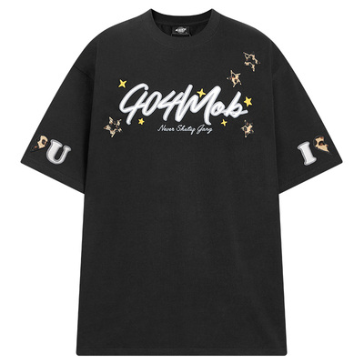 404MOB重磅五角星豹纹贴布刺绣t