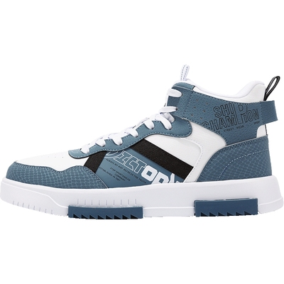 特步男鞋高帮2024新款皮面防水