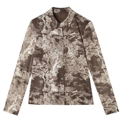 复古长袖一粒扣衬衫女