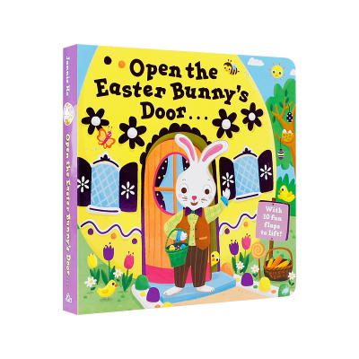 英文原版绘本 Open the Easter Bunny's Door 打开复活节兔子的门 幼儿英语启蒙绘本 亲子共读宝宝睡前故事书 儿童趣味纸板翻翻书