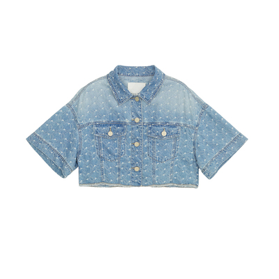 谜底复古风短款牛仔外套短袖