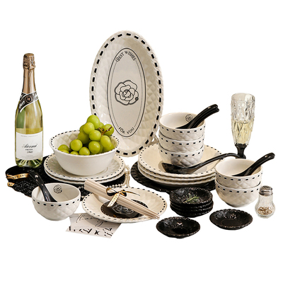 漫时光法式小香风碗碟套装家用轻奢陶瓷餐具礼盒乔迁新居结婚礼物