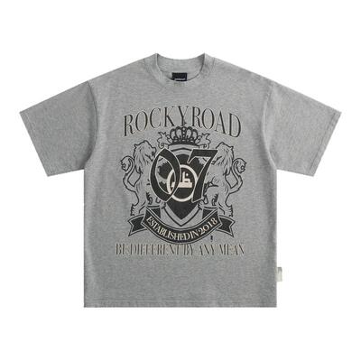 ROCKYROAD童装少儿街舞演出服美式复古印花短袖hiphop卫裤潮服