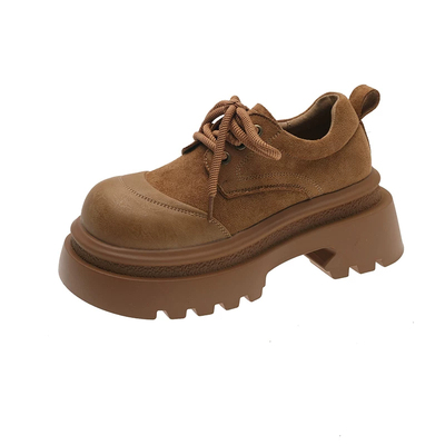 早春英伦磨砂厚底增高乐福女鞋