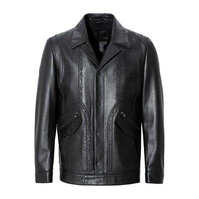 ANDREW MACKENZIE意大利男装时尚提花机车风皮衣外套55T111226107