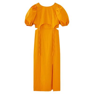 sly气质优雅泡泡袖两件套连衣裙