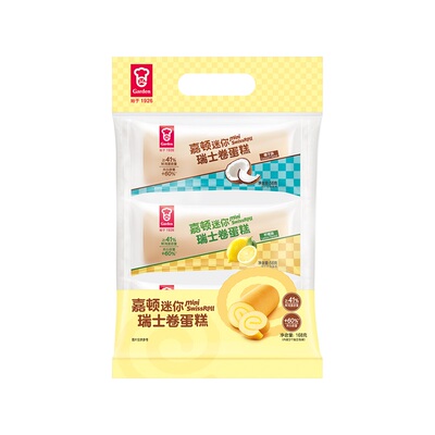 嘉顿瑞士卷蛋糕柠檬味红豆味早餐