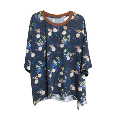 TYJR夏季新款女装2025韩版宽松短袖圆领复古印花短款T恤女57220