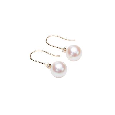 阮仕18k金淡水珍珠耳钩钻石