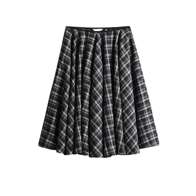 HM女装半身裙冬季冬新款宽松格纹礼服法兰绒格子伞裙1000039