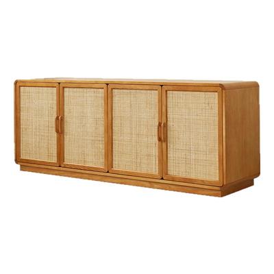 诧寂风实木编藤储物餐边柜