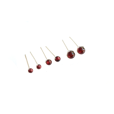 石榴石水晶耳钉女纯银日韩简约