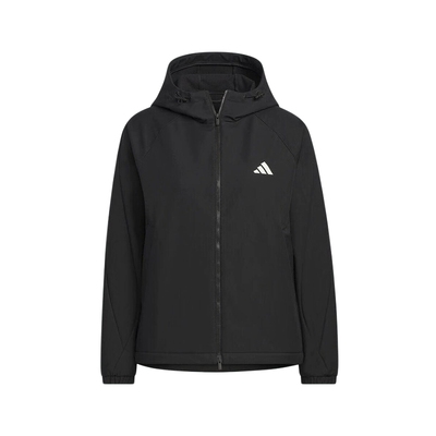 adidas阿迪达斯拒水保暖运动休闲外套连帽拉链女梭织夹克 KC0054